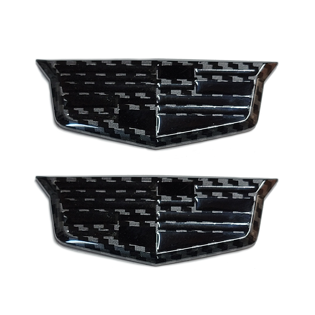 CT6 Fender Small Cadillac Shield Emblems in Carbon Fiber w/ Black Cent ...